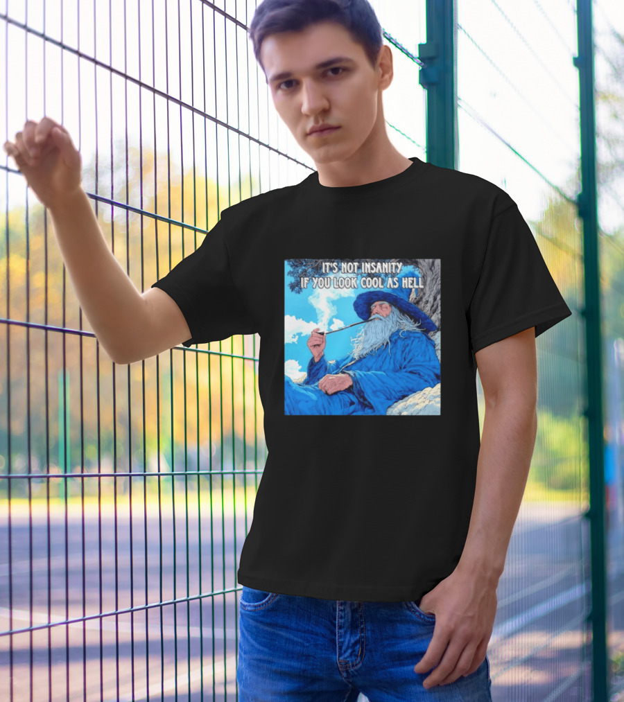 It's Not Insanity If You Look Cool As Hell Wizard Smoking Pipe T-Shirt