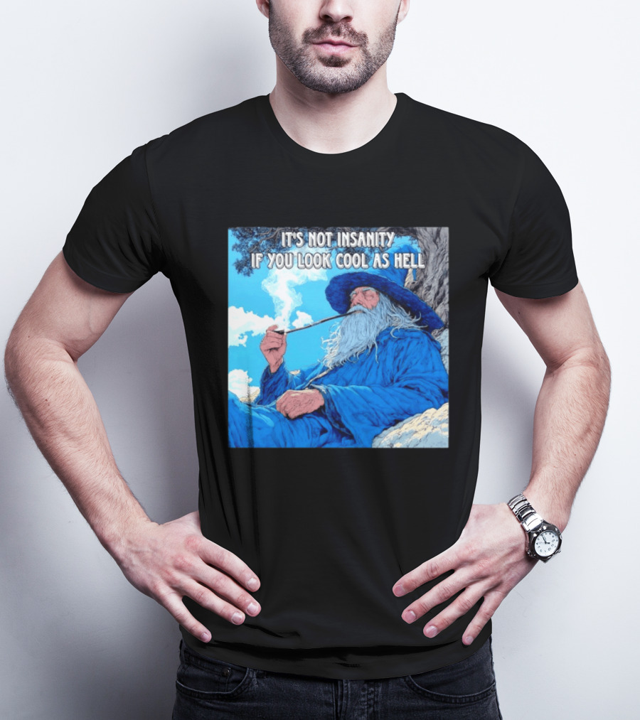 It's Not Insanity If You Look Cool As Hell Wizard Smoking Pipe T-Shirt
