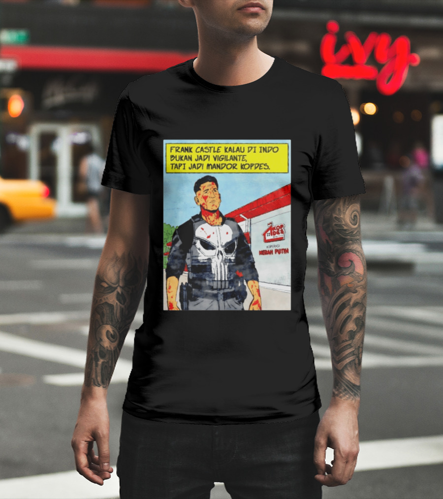 Frank Castle Kalau Di Indo Bukan Jadi Vigilante Tapi Jadi Mandor Kopdes Koperasi Merah Putih Marvel Comics T-Shirt