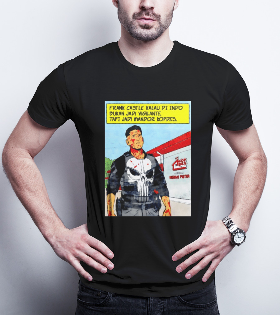 Frank Castle Kalau Di Indo Bukan Jadi Vigilante Tapi Jadi Mandor Kopdes Koperasi Merah Putih Marvel Comics T-Shirt