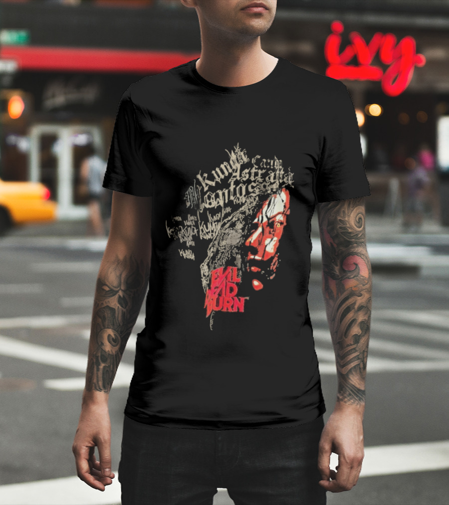 Kunda Astaroth Manto Satta Evil Dead Burn Face Typographic T-Shirt