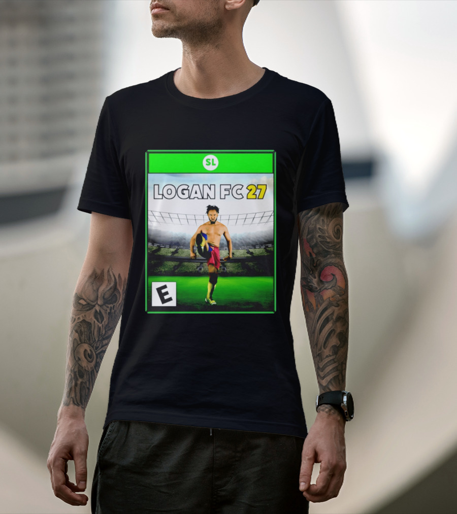 LOGAN FC 27 Soccer Game Box Art With Player In Stadium T-Shirt