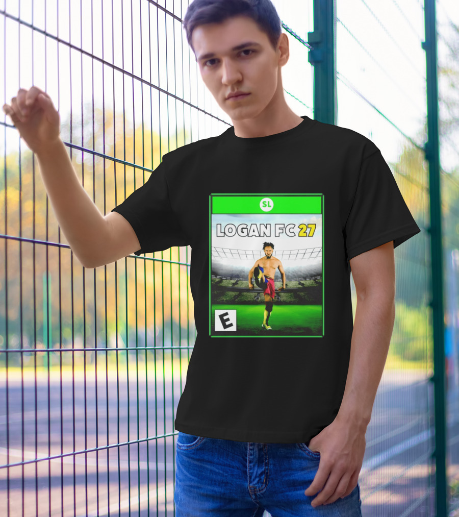 LOGAN FC 27 Soccer Game Box Art With Player In Stadium T-Shirt