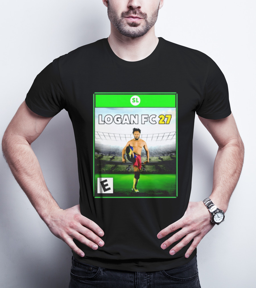 LOGAN FC 27 Soccer Game Box Art With Player In Stadium T-Shirt