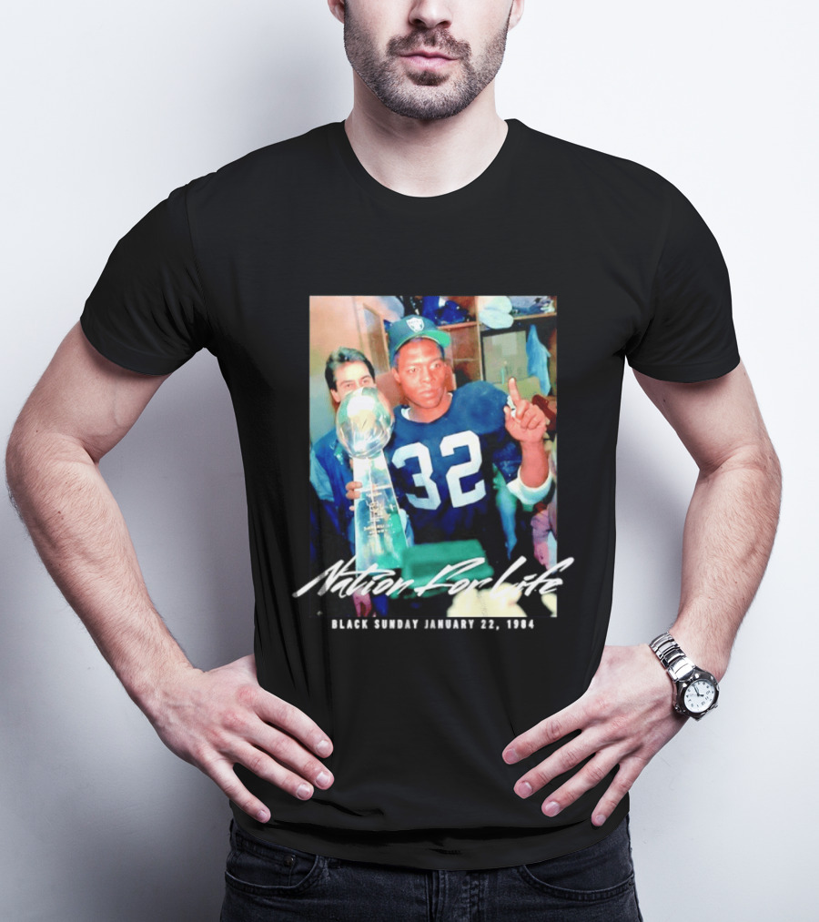 Marcus Allen Nation For Life Black Sunday January 22 1984 T-Shirt