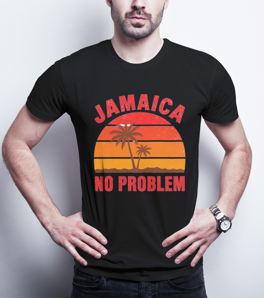 Jamaica No Problem Sunset Palm Trees Vintage Island Vibes T-Shirt