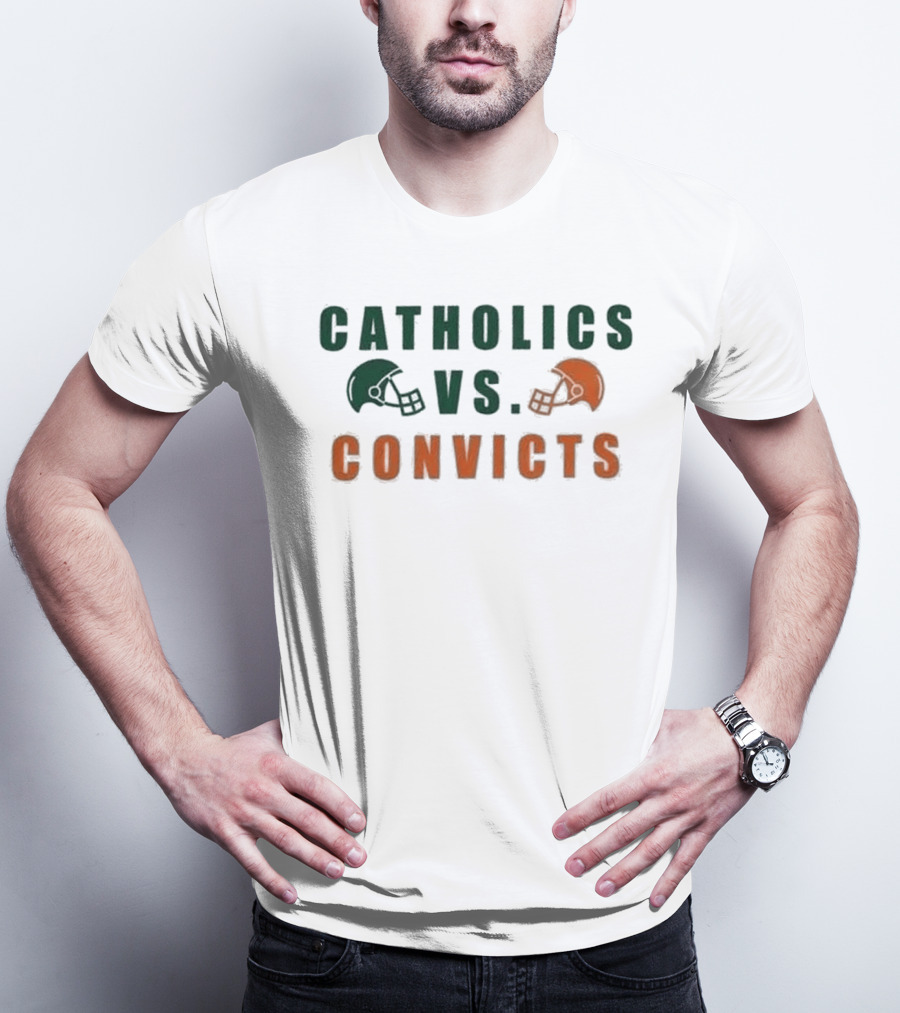 Catholics Vs Convicts Football Rivalry Gameday Helmets T-Shirt