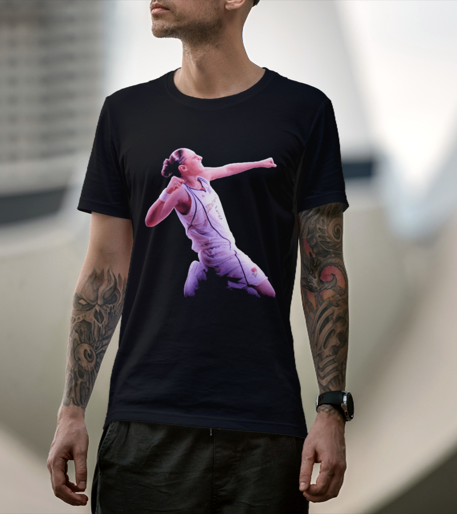 Taurasi Number 5 White Jersey Phoenix Mercury Victory Pose T-Shirt