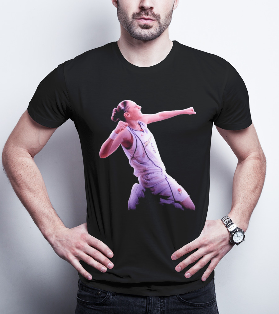 Taurasi Number 5 White Jersey Phoenix Mercury Victory Pose T-Shirt