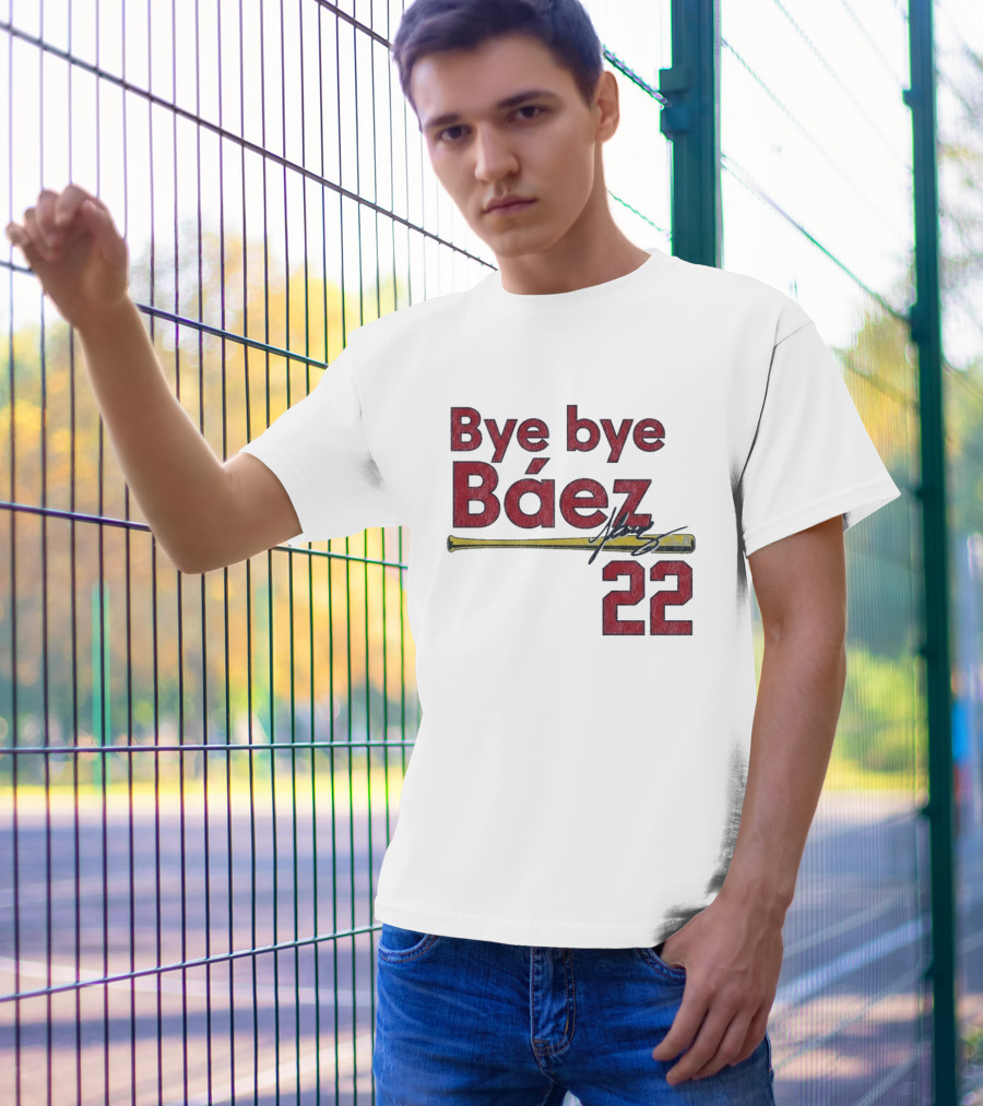 Bye Bye Báez St. Louis Cardinals MLB 2026 Number 22 Baseball Bat Signature T-Shirt