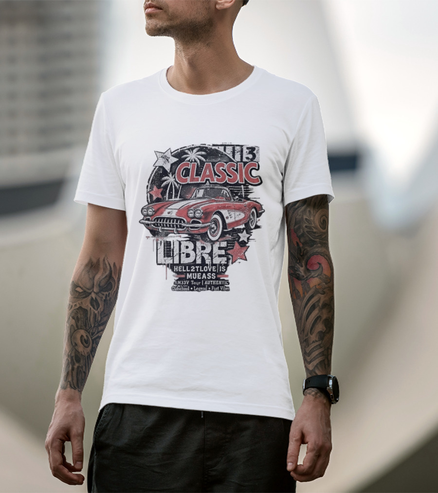 Classic Muscle Car Palm Tree Libre Americana Oldschool Legend Fast Vibes T-Shirt