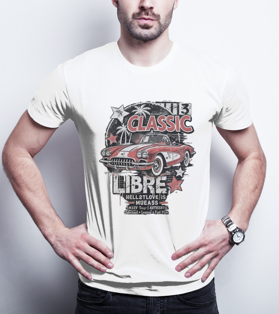 Classic Muscle Car Palm Tree Libre Americana Oldschool Legend Fast Vibes T-Shirt