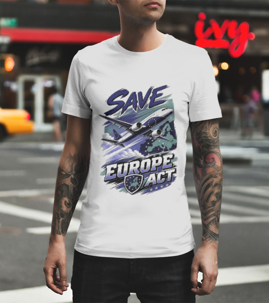 Save Europe Act 2026 Airplane Map Stars T-Shirt
