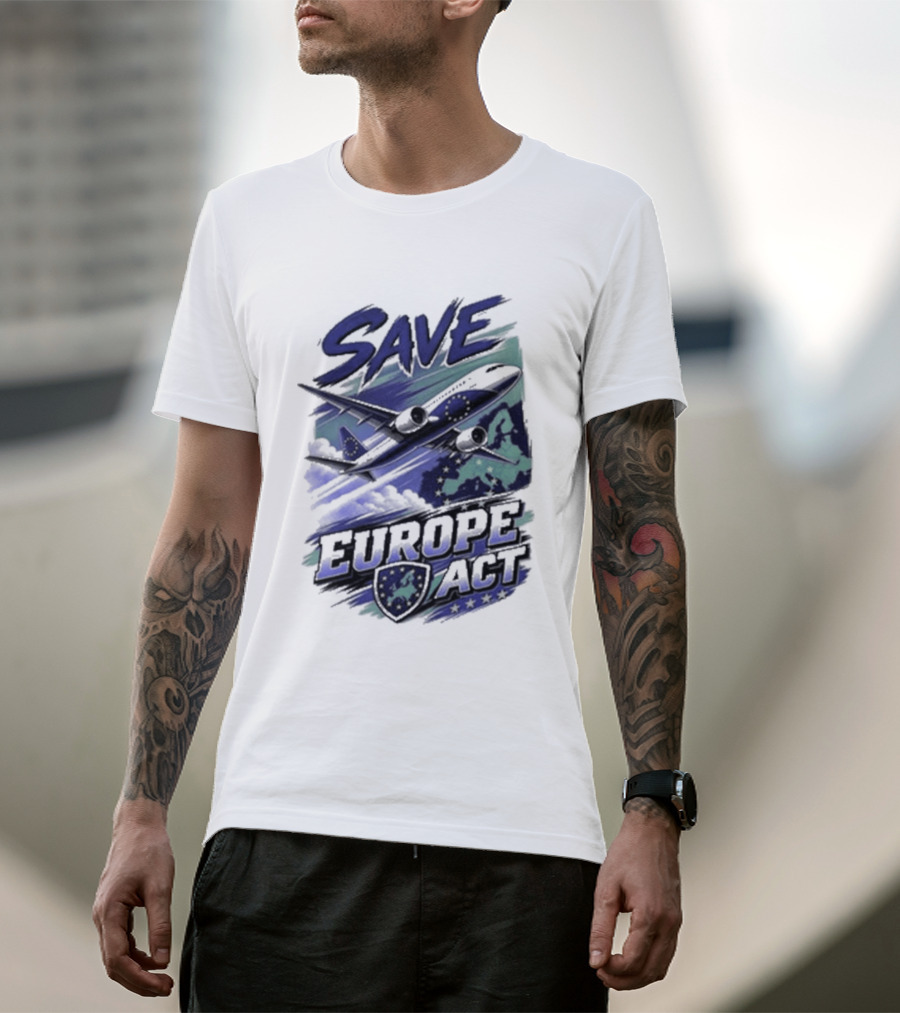 Save Europe Act 2026 Airplane Map Stars T-Shirt