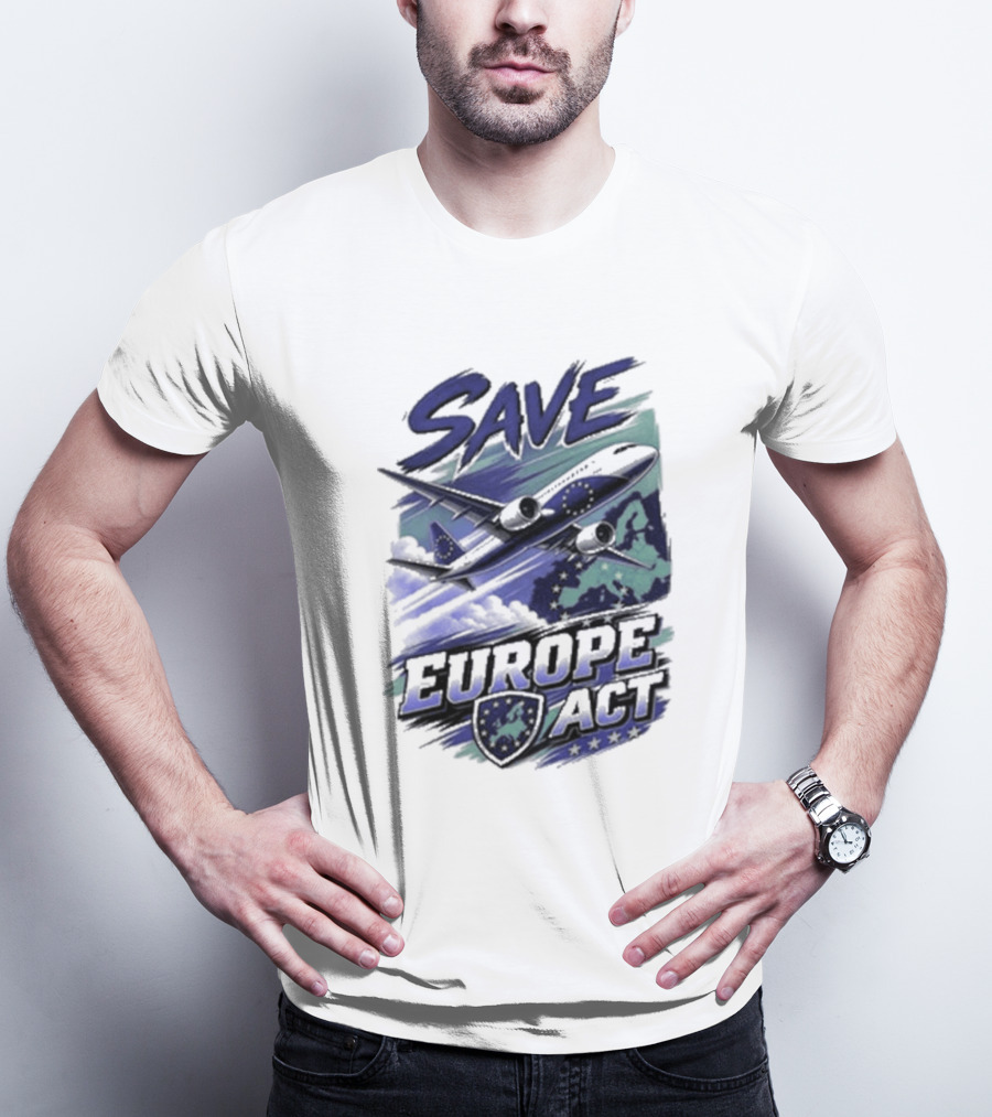 Save Europe Act 2026 Airplane Map Stars T-Shirt