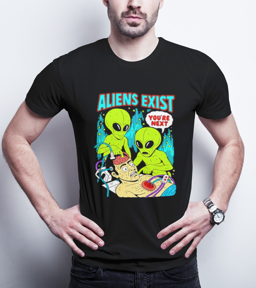 Aliens Exist You Are Next Green Alien Abduction Teen Hearts T-Shirt