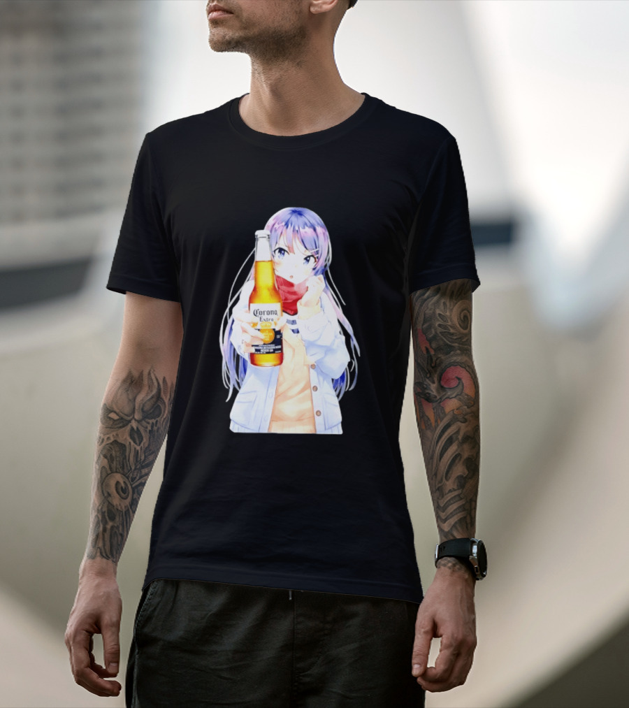 Mai Sakurajima Holding Corona Extra Rascal Does Not Dream Of Bunny Girl Senpai Anime T-Shirt