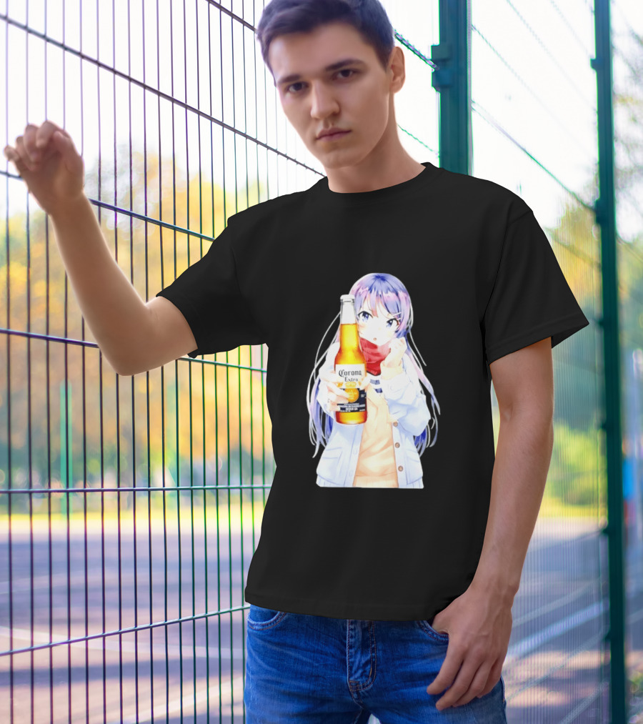 Mai Sakurajima Holding Corona Extra Rascal Does Not Dream Of Bunny Girl Senpai Anime T-Shirt