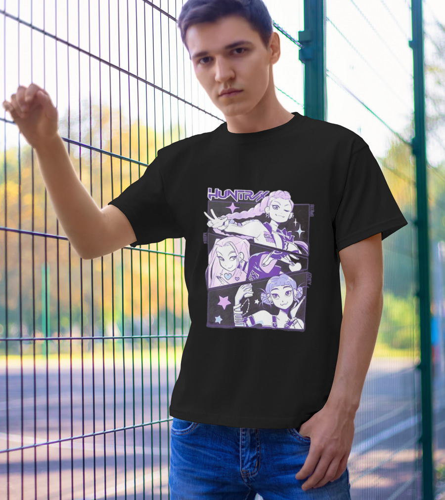 Huntrix Rumi Mira Zoey K POP World Tour Demon Hunters 2 Sided T-Shirt