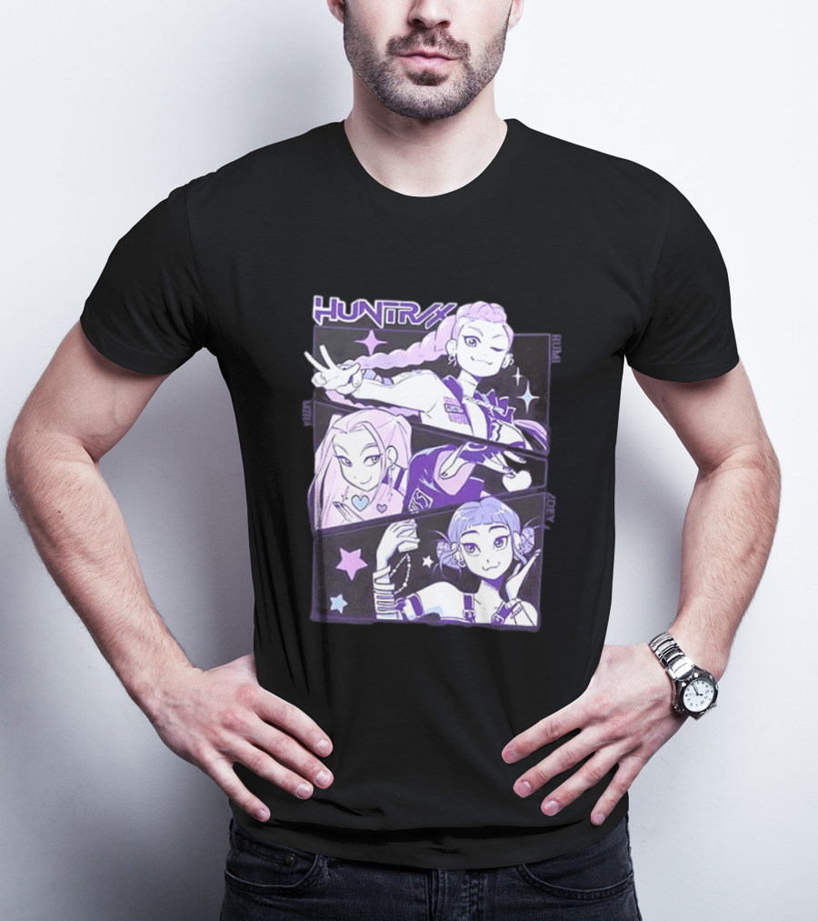 Huntrix Rumi Mira Zoey K POP World Tour Demon Hunters 2 Sided T-Shirt