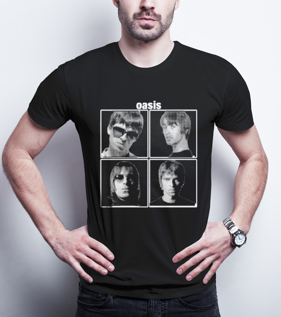 Oasis Band Members Britpop Liam Gallagher Iconic 90s Music Photos T-Shirt