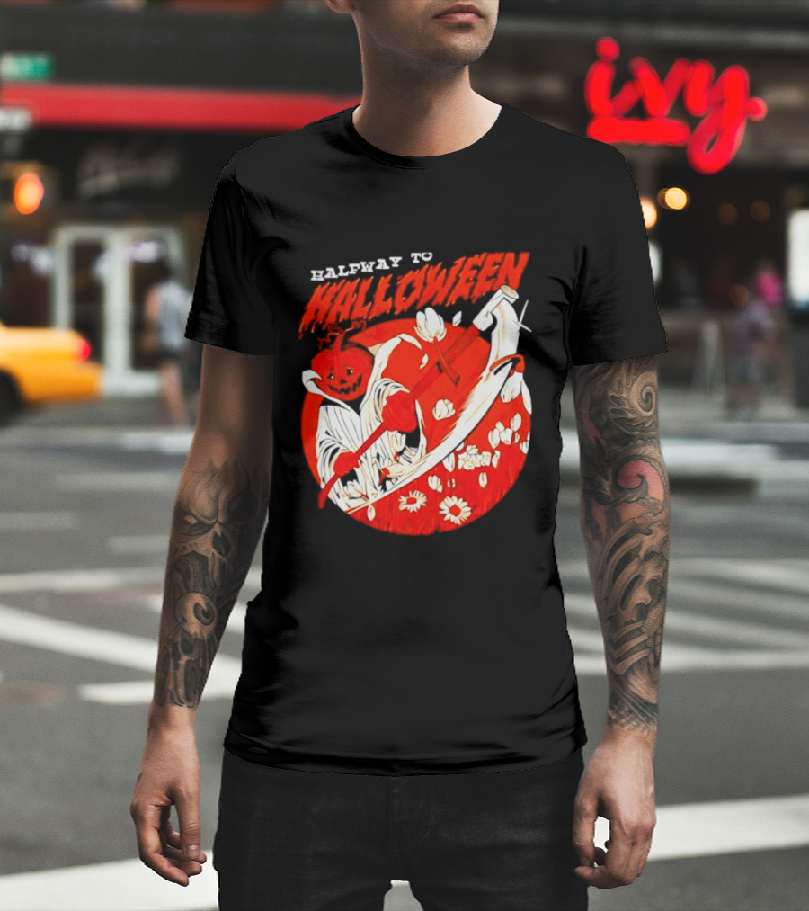 Halfway To Halloween Pumpkin Reaper Spooky T-Shirt