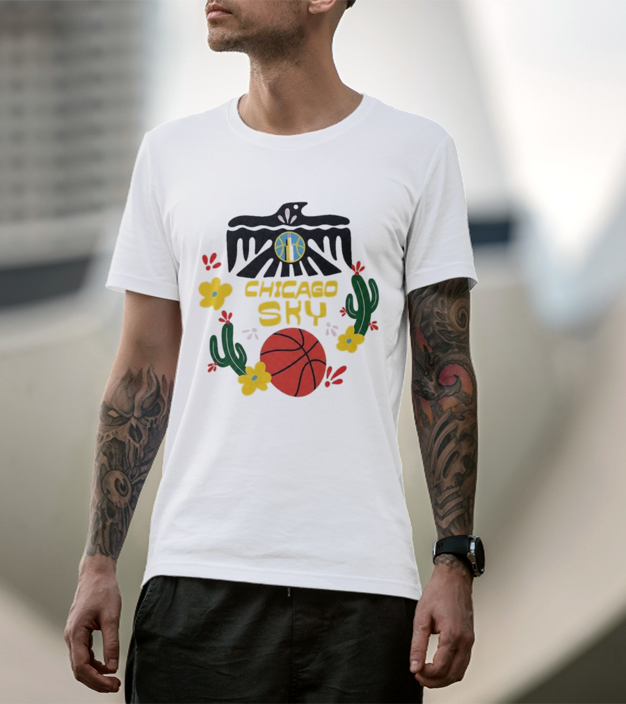 Chicago Sky Latina Empowerment Night Basketball With Floral Cactus Motif T-Shirt