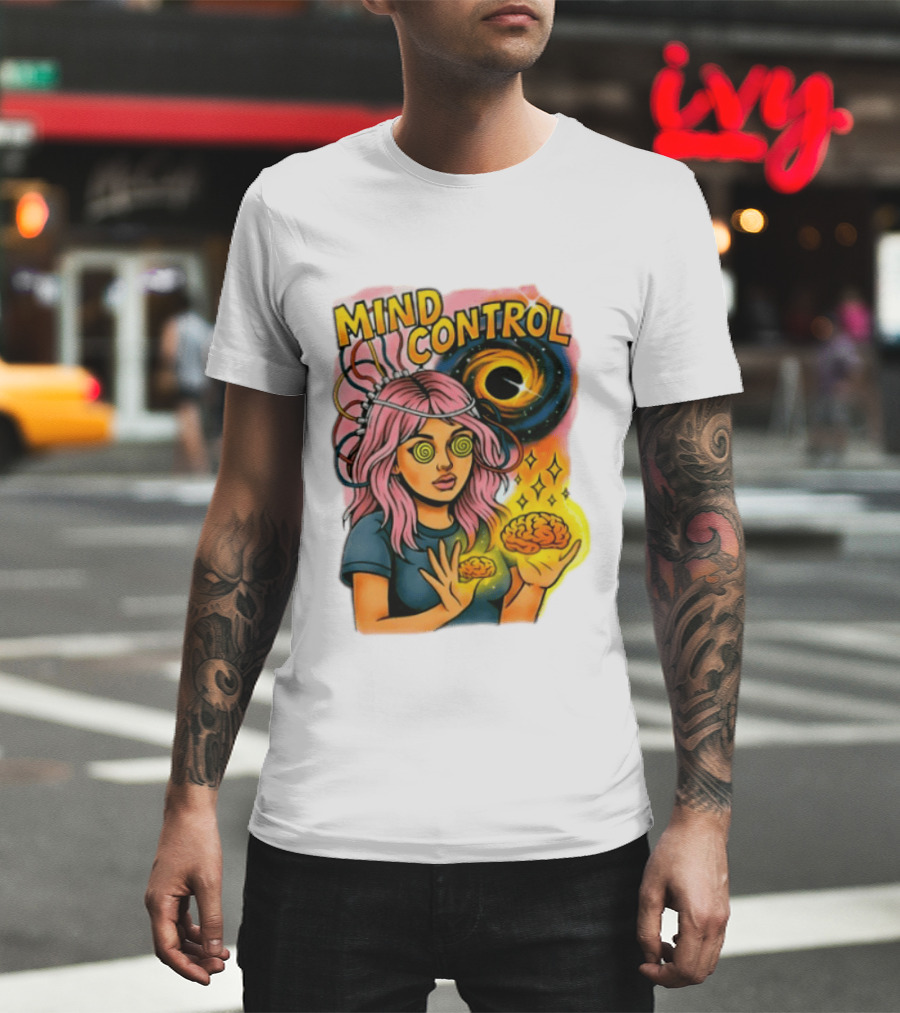 Mind Control Teen Hearts Psychedelic Black Hole Spiral Eyes Brain Magic T-Shirt