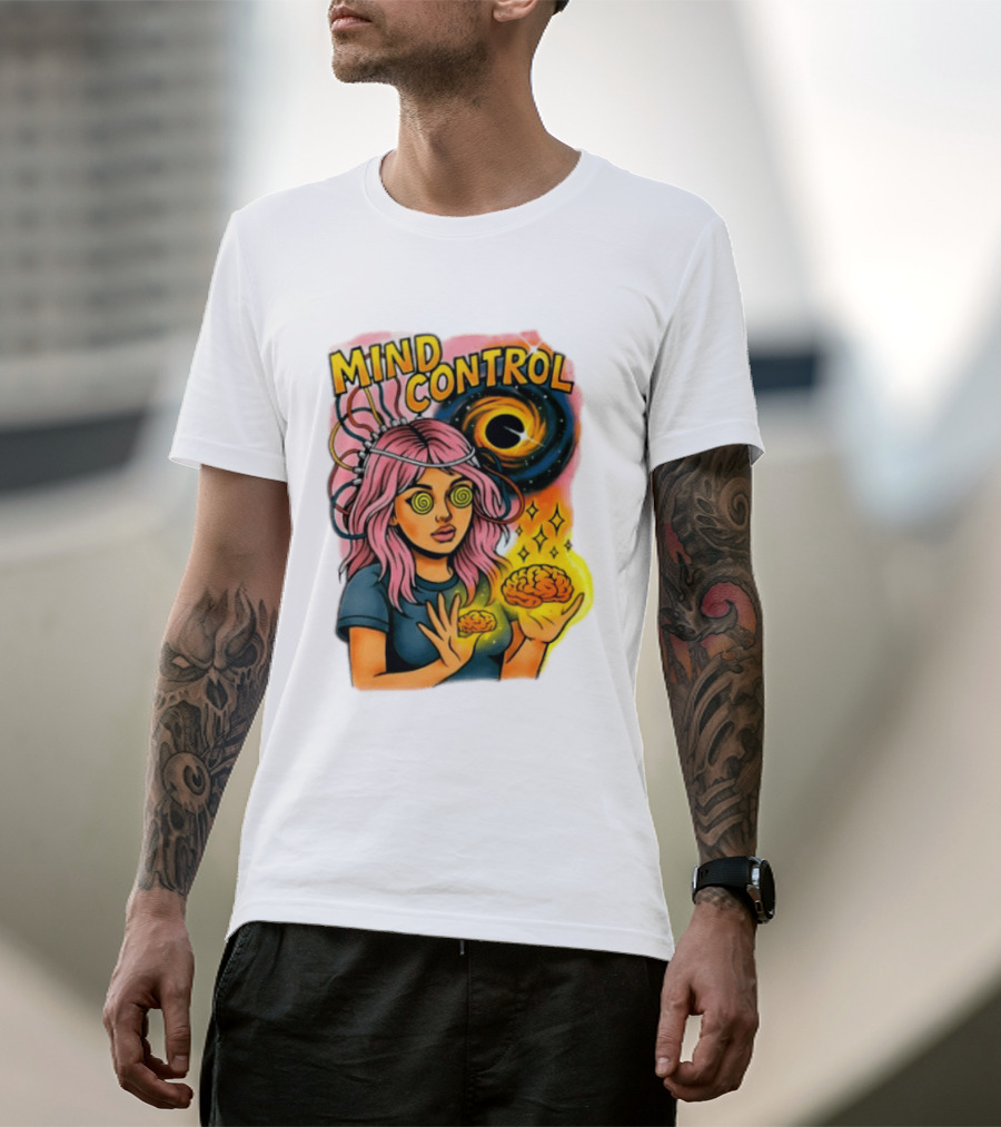 Mind Control Teen Hearts Psychedelic Black Hole Spiral Eyes Brain Magic T-Shirt
