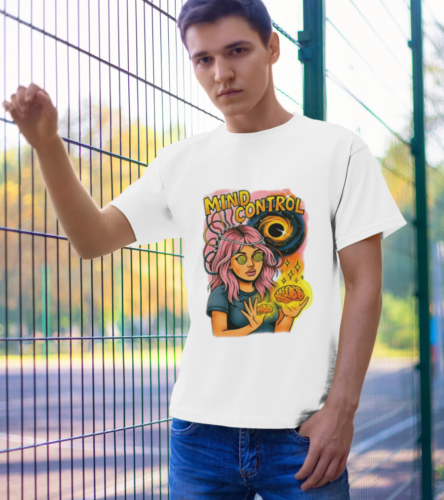 Mind Control Teen Hearts Psychedelic Black Hole Spiral Eyes Brain Magic T-Shirt