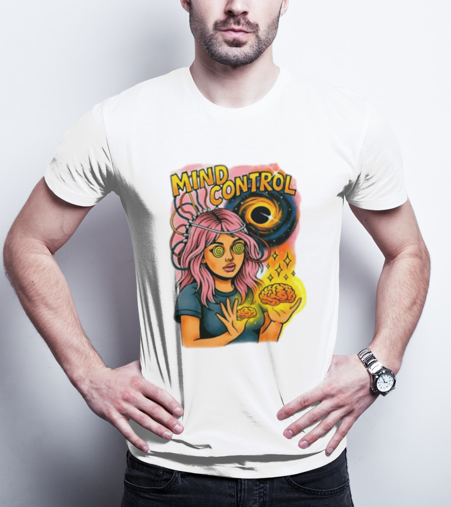 Mind Control Teen Hearts Psychedelic Black Hole Spiral Eyes Brain Magic T-Shirt