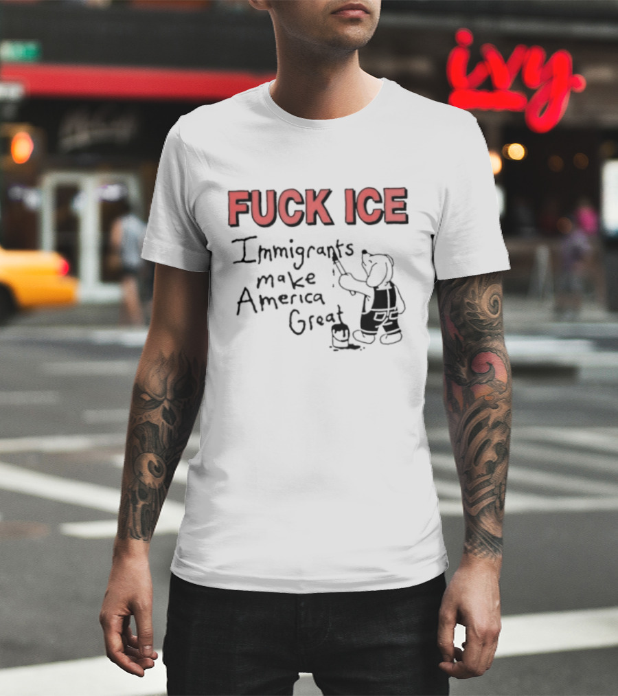 Fuck ICE Immigrants Make America Great Elephant Painter T-Shirt