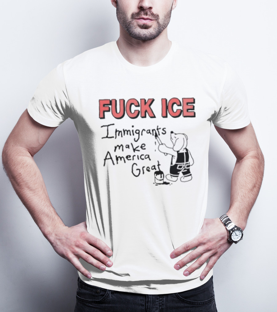 Fuck ICE Immigrants Make America Great Elephant Painter T-Shirt