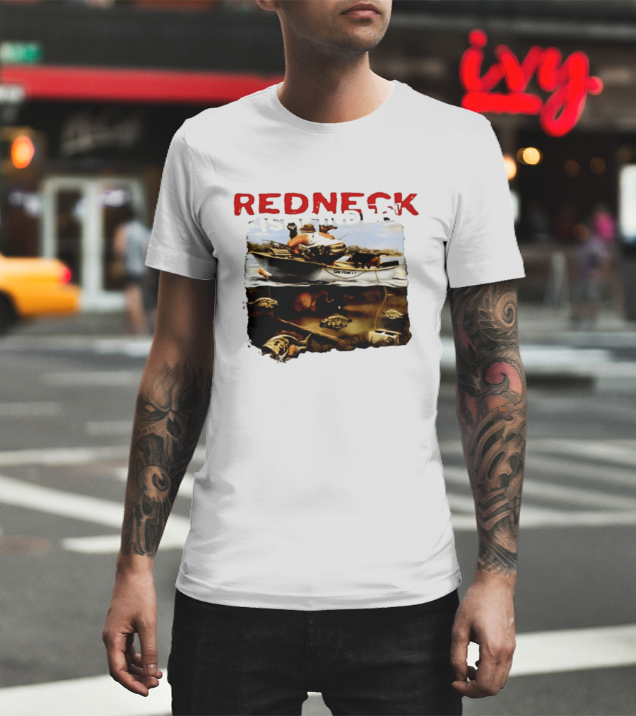 Redneck Fishfinder Fishing Boat Scene With Underwater View T-Shirt