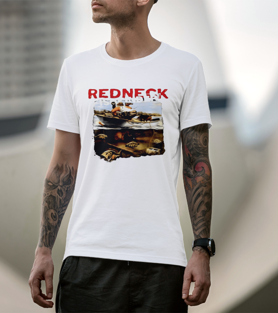 Redneck Fishfinder Fishing Boat Scene With Underwater View T-Shirt