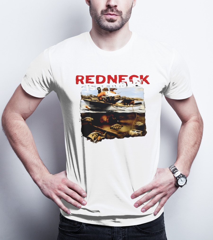 Redneck Fishfinder Fishing Boat Scene With Underwater View T-Shirt