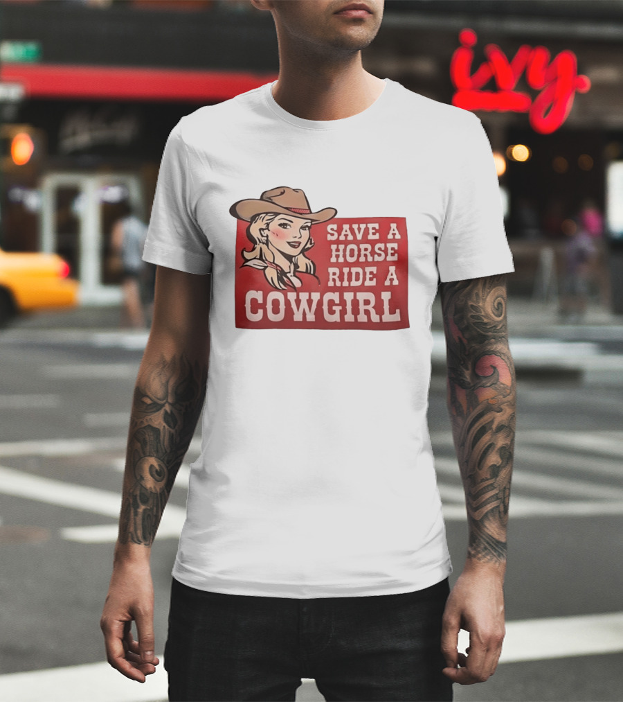 Save A Horse Ride A Cowgirl Western Country Music Vintage Style Cowgirl T-Shirt
