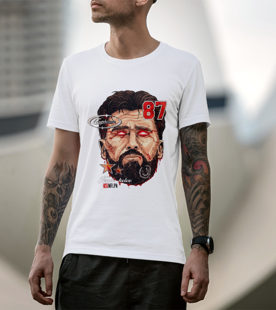 Travis Kelce Euphoria Lightning NFLPA Big Head 87 T-Shirt