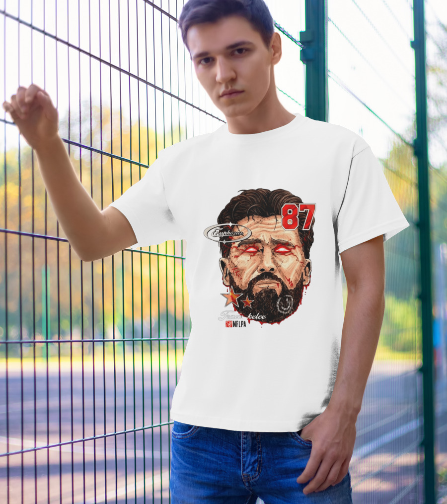 Travis Kelce Euphoria Lightning NFLPA Big Head 87 T-Shirt