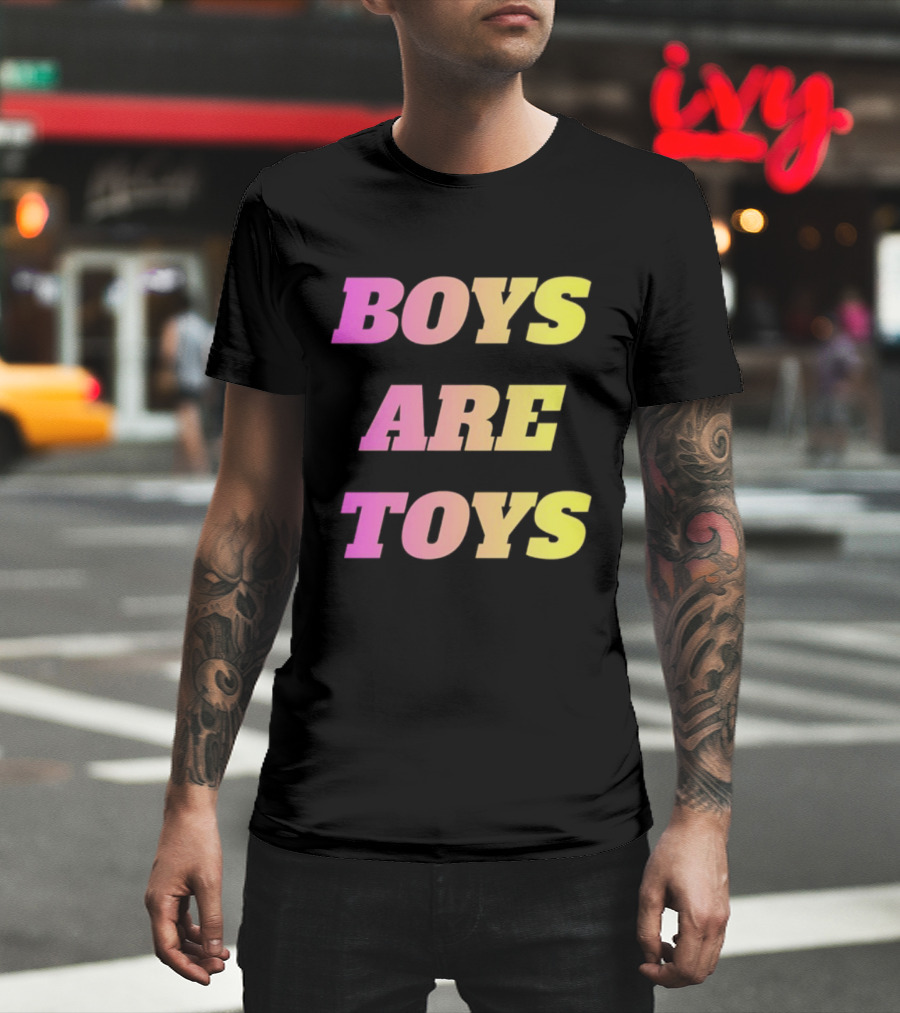 Boys Are Toys Gradient Pink And Yellow T-Shirt
