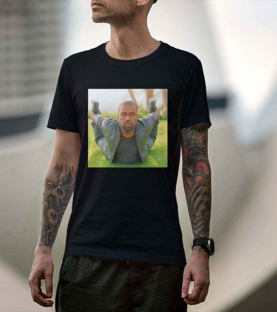 Kanye West Ye Meme Photo Iconic Pose Lying On Grass T-Shirt