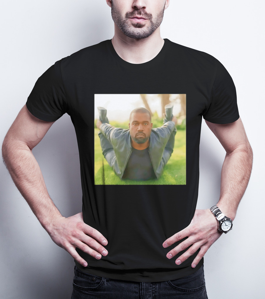 Kanye West Ye Meme Photo Iconic Pose Lying On Grass T-Shirt