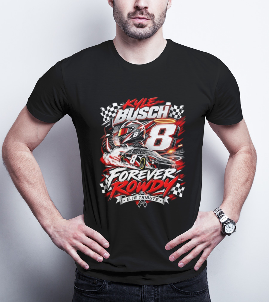 Kyle Busch 8 Forever Rowdy NASCAR Racing Angel Halo T-Shirt