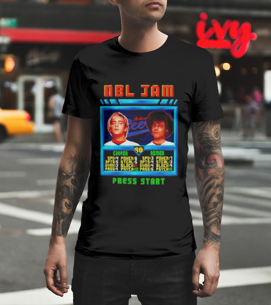 NBL Jam Cooper Remer Milwaukee Beers PASS START Players Stats T-Shirt