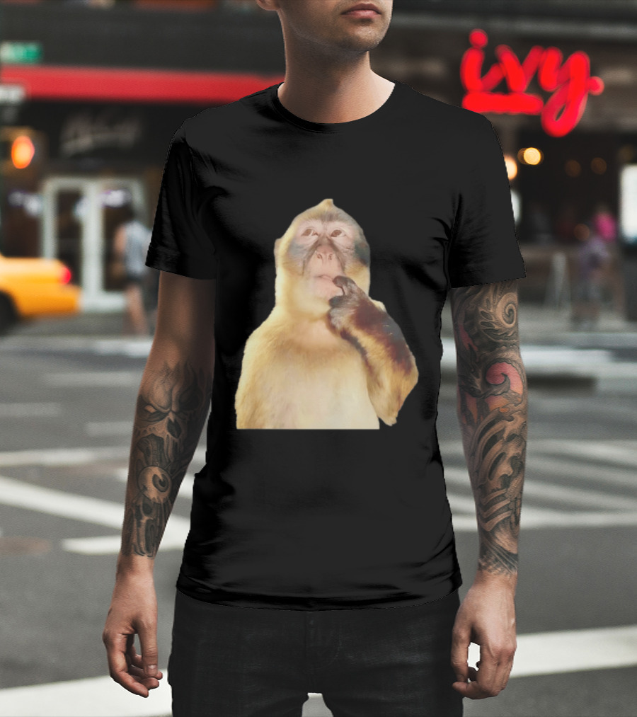 Pondering Monkey Curious Expression Contemplation T-Shirt