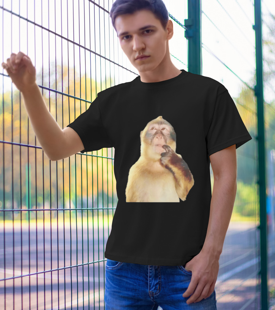 Pondering Monkey Curious Expression Contemplation T-Shirt