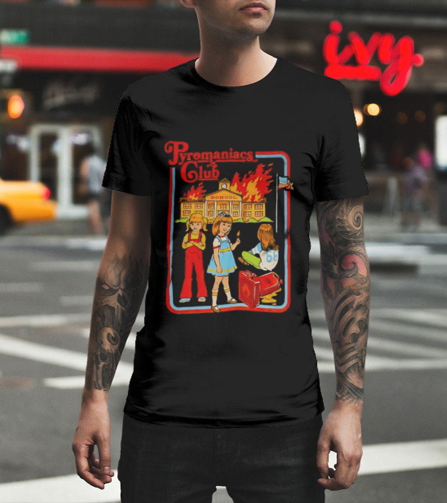 Pyromaniacs Club School Fire Retro Nostalgia T-Shirt