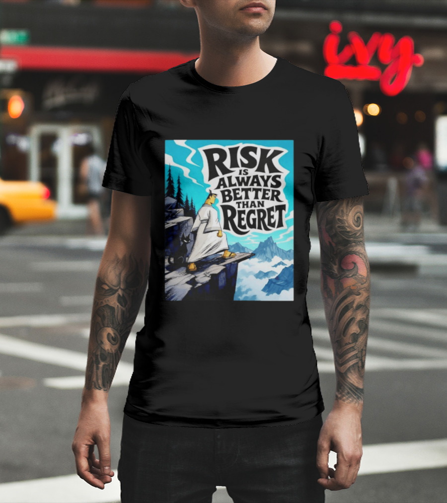 Samurai Jack Risk Is Always Better Than Regret Mountain Scene T-Shirt