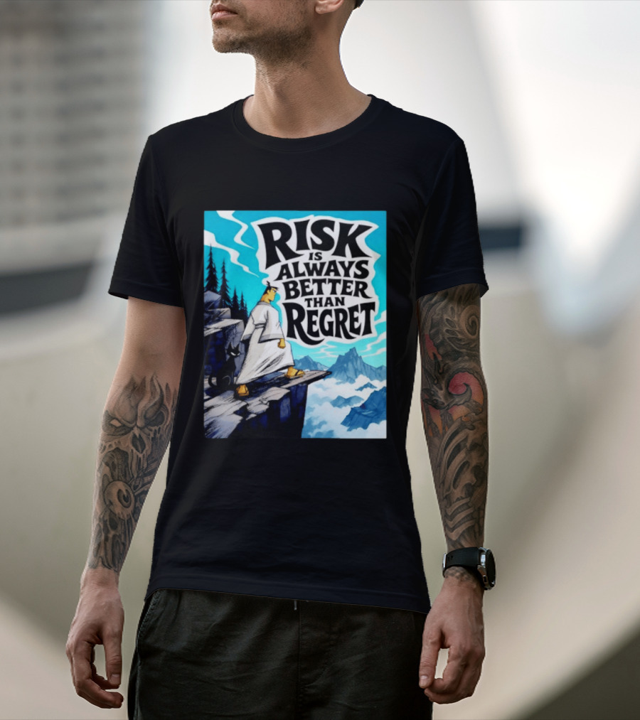 Samurai Jack Risk Is Always Better Than Regret Mountain Scene T-Shirt