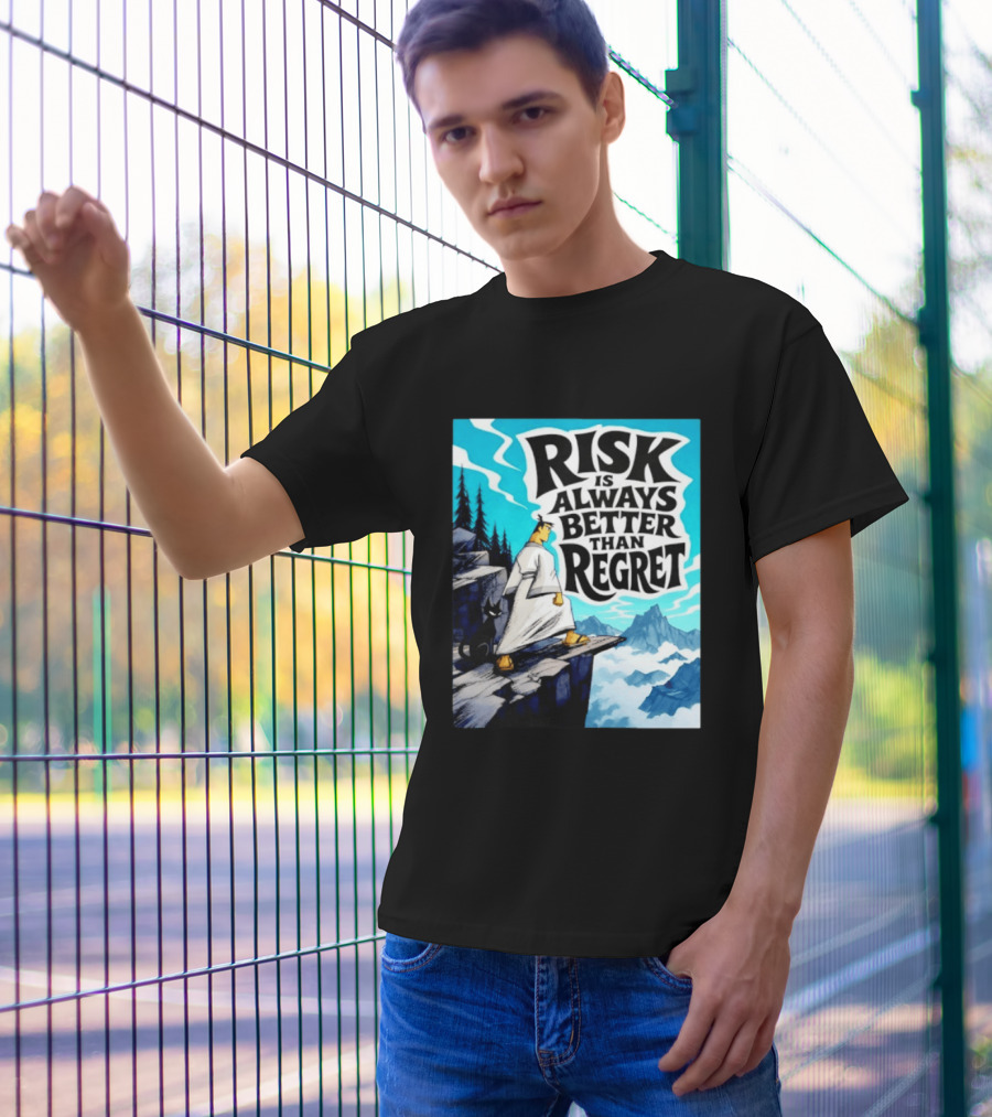 Samurai Jack Risk Is Always Better Than Regret Mountain Scene T-Shirt